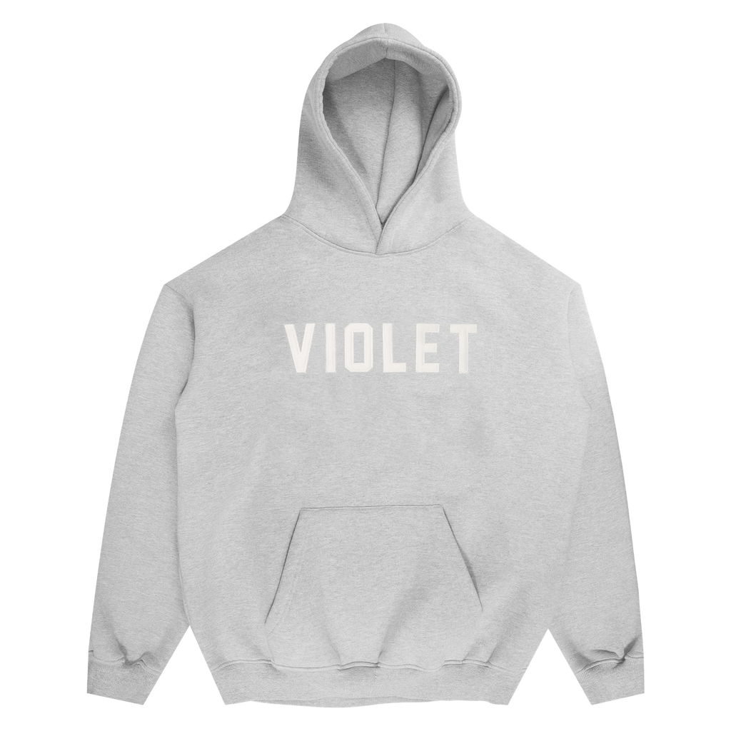 VIOLET x David Enth Embroidered Hoodie - Grey / Cannoli Cream